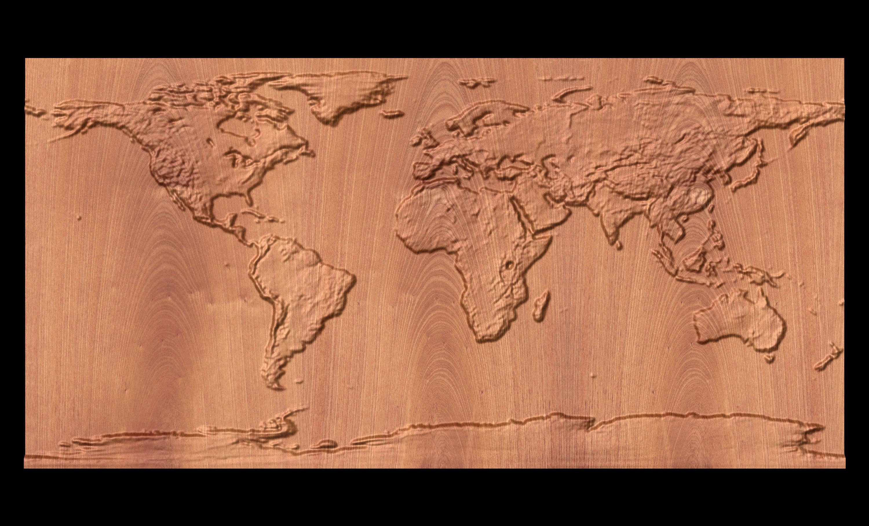 World Map 3D STL relief CNC cutting file – Bonitum CNC Model Studio